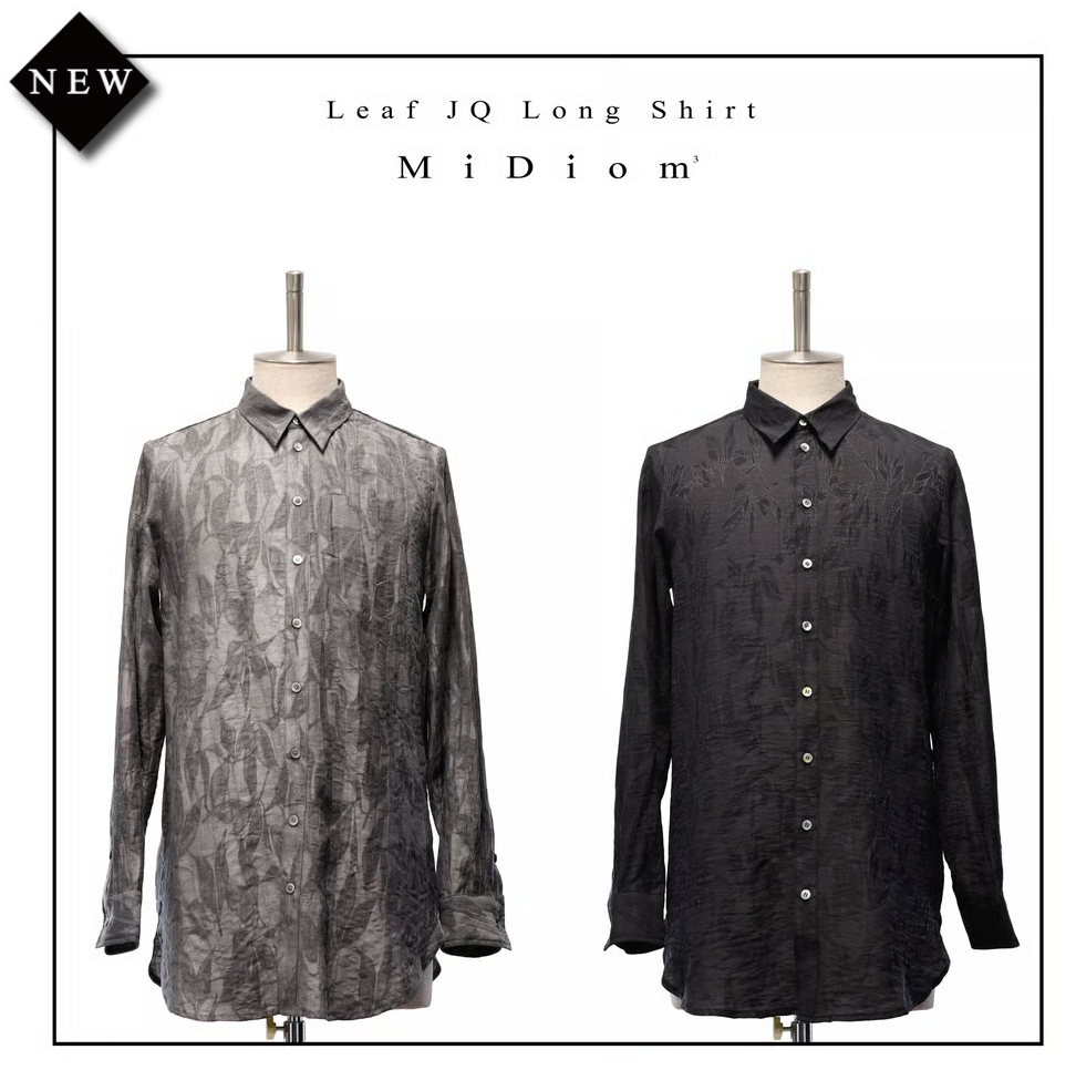 【MiDiom】ミディオム Leaf JQ Long Shirt Gray/Black｜ATELIER-PIERROT アトリエピエロ