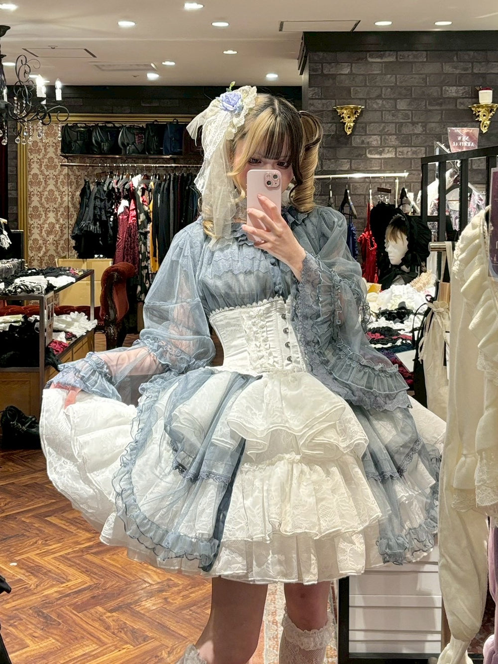 【ATELIER PIERROT】 Sheer Off-Shoulder Shirring Blouse ホワイト/ピンク/グレー/ボルドー ...