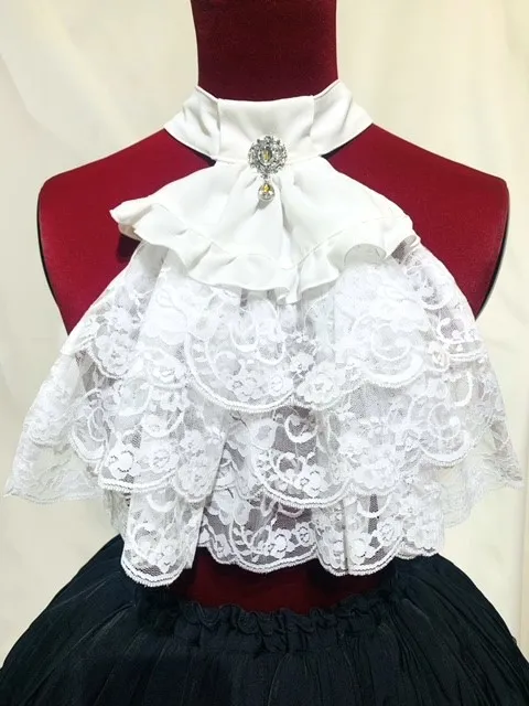 【MARBLE】マーブル アンティークモチーフ付きゴシック調レースタイ：白×白レース×クリア石アンティークシルバー｜ATELIER ...