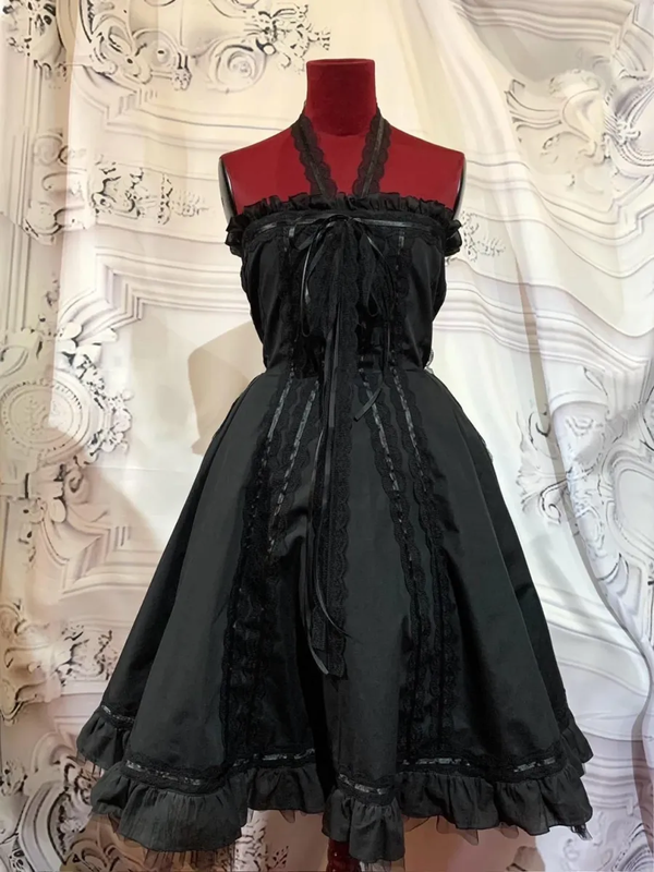 [MARBLE] Marble Corset Type Long Flare Dress: Black x Black Lace ...